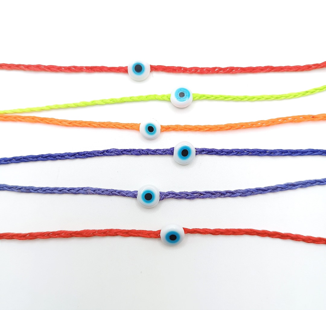 White Evil Eye Red String Braided Bracelet Kabbalah Unisex Adjustable ...