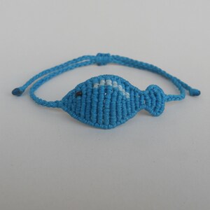 Teal Blue Fish Macrame Bracelet, Unisex Gift Adjustable Maritime Sea ...
