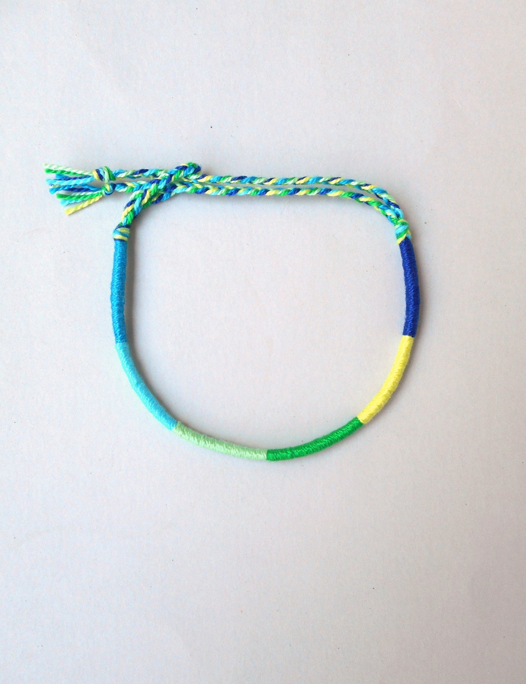 Thin Rope Bracelet Cotton Perle Thread Surfer Bracelet Blue and Green ...