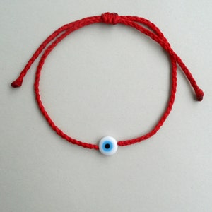White Evil Eye Red String Braided Bracelet Kabbalah Unisex Adjustable ...