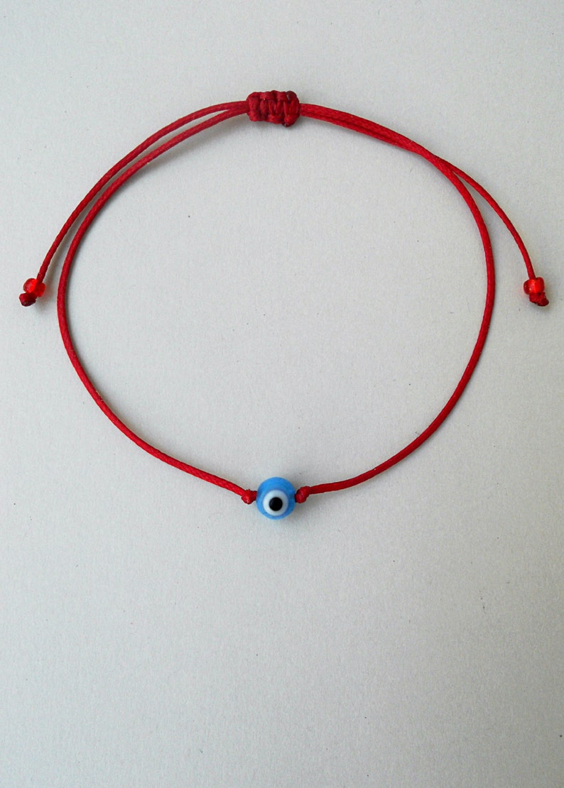 Evil eye bracelet Red string Sphere glass bead Unisex | Etsy