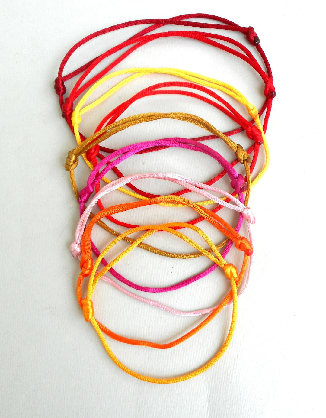 Satin Rope Anklet, Red String of Fate, 2mm Rattail Cord, Buddhist Gift ...