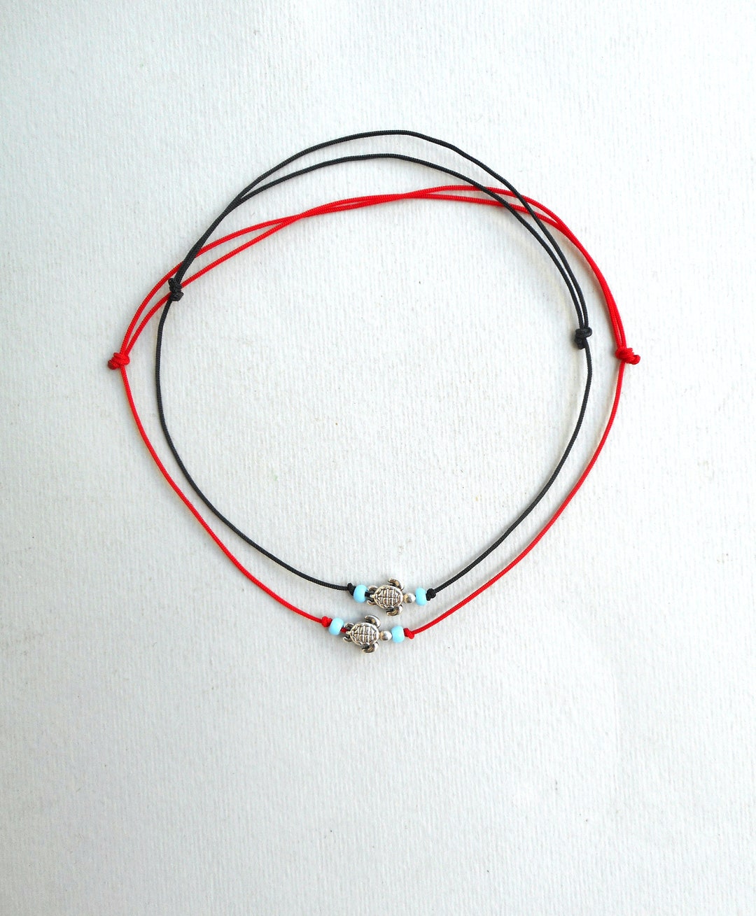 Turtle Anklet: Minimalist Silver Charm, Adjustable Nylon String - Etsy