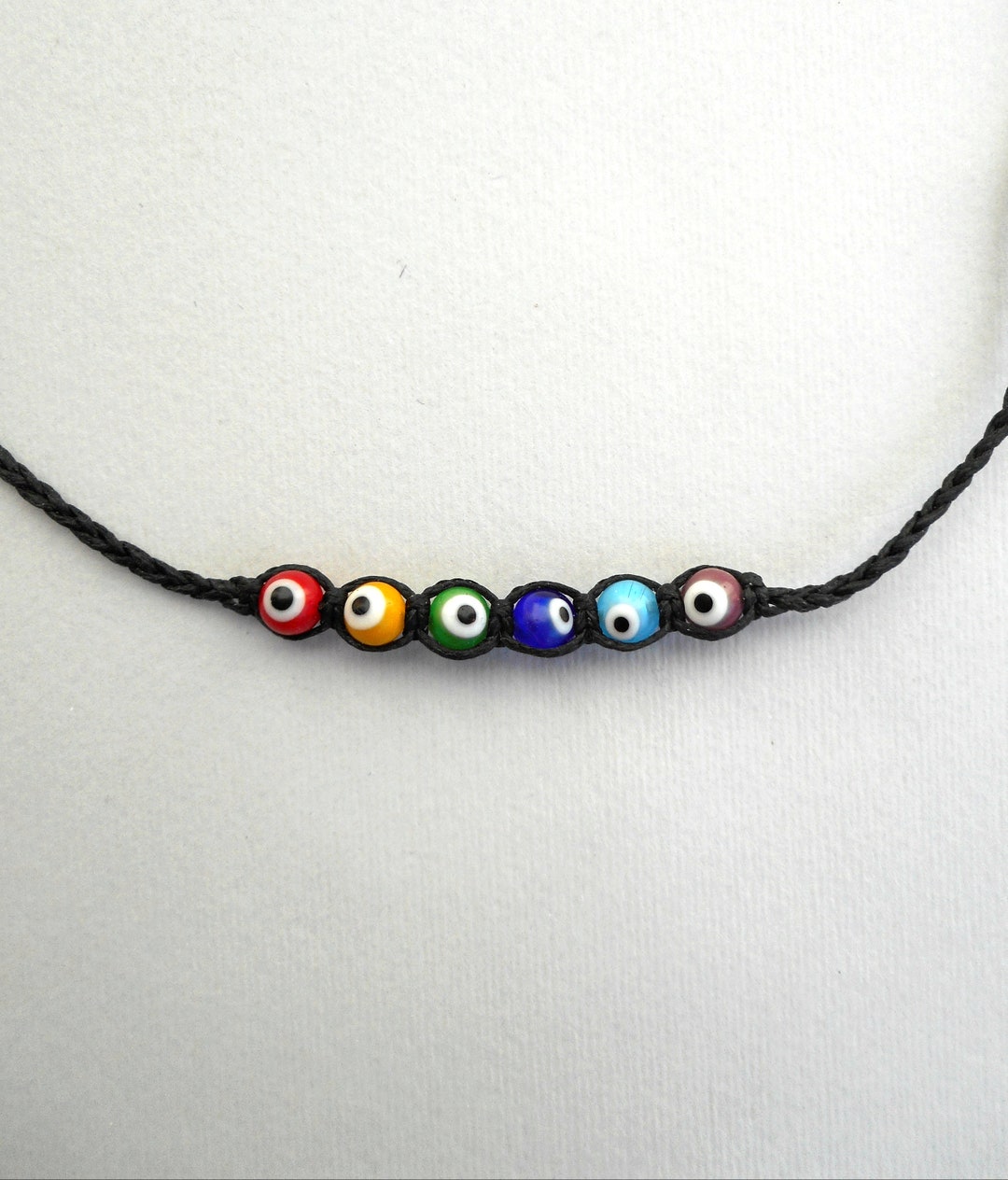 Evil Eye Chakra Necklace, Rainbow Beaded Choker, Yoga Gift, Protection ...