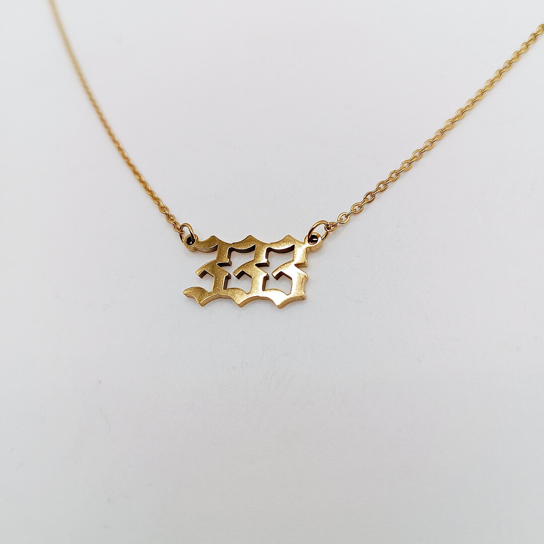 333 Angel Number Necklace 18k Gold Plated Stainless Steel Chain ...