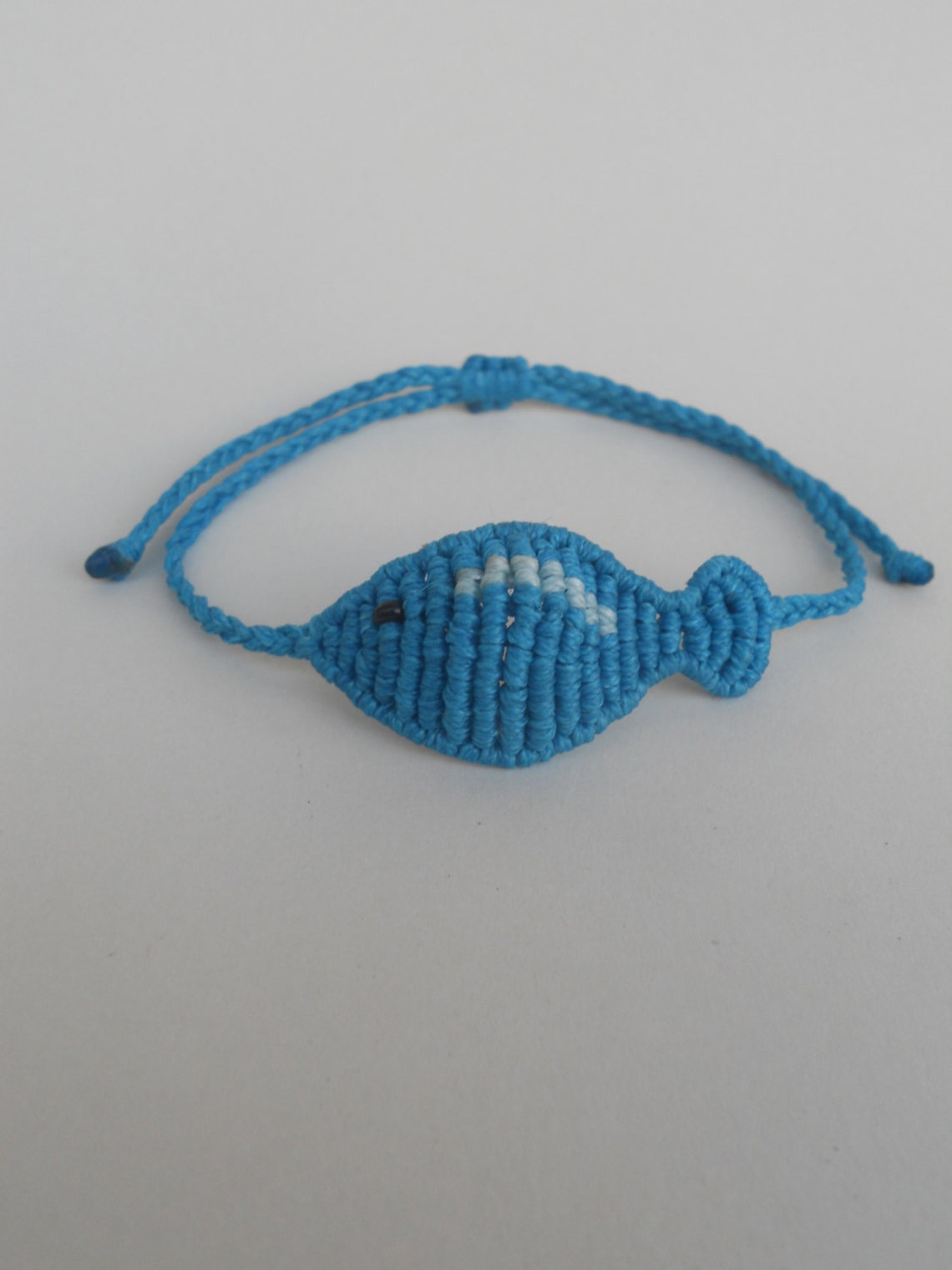 Teal Blue Fish Macrame Bracelet Unisex Gift Adjustable Sea - Etsy