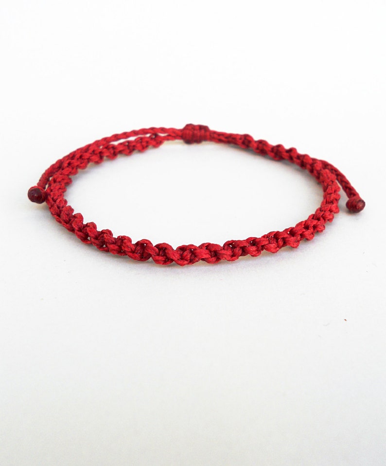Dark Red Macrame Bracelet Kabbalah Bracelet Red String of Fate - Etsy