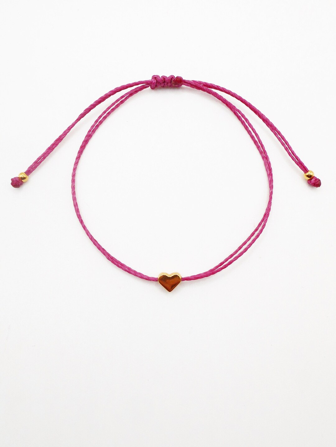 Gold Heart Charm Bracelet Waxed String Bracelet Love - Etsy