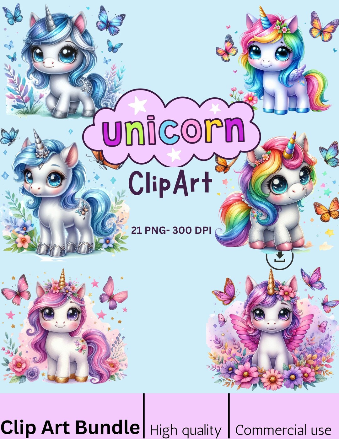 Watercolor Unicorn Clipart, Unicorn Clipart, Rainbow Unicorn Clipart ...