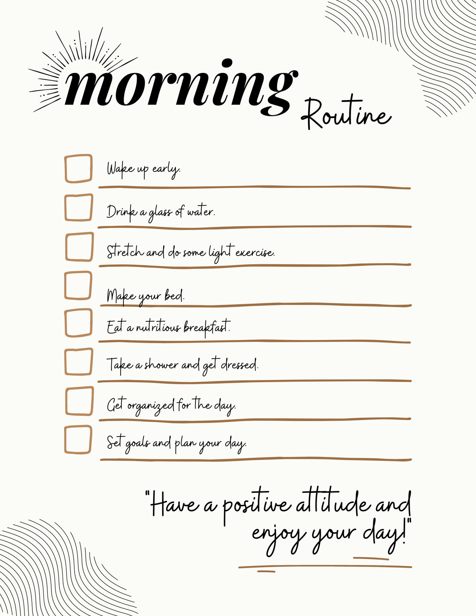 Morning Routine Checklist: Printable Checklist for Morning Routine ...
