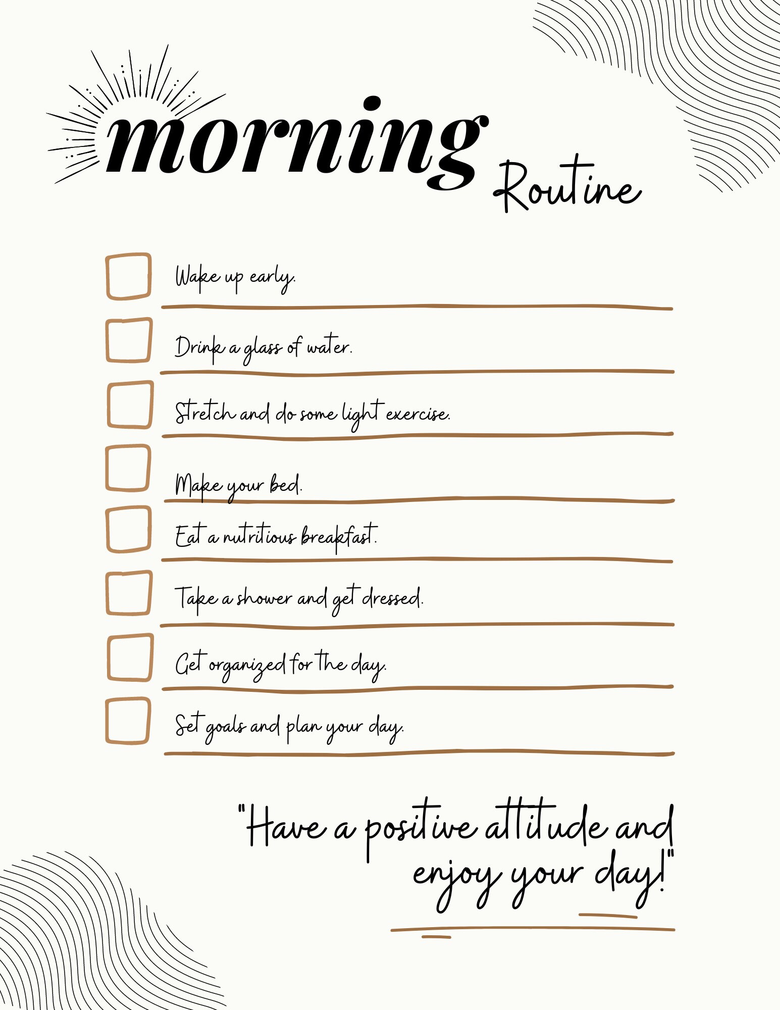 Morning Routine Checklist: Printable Checklist for Morning Routine ...