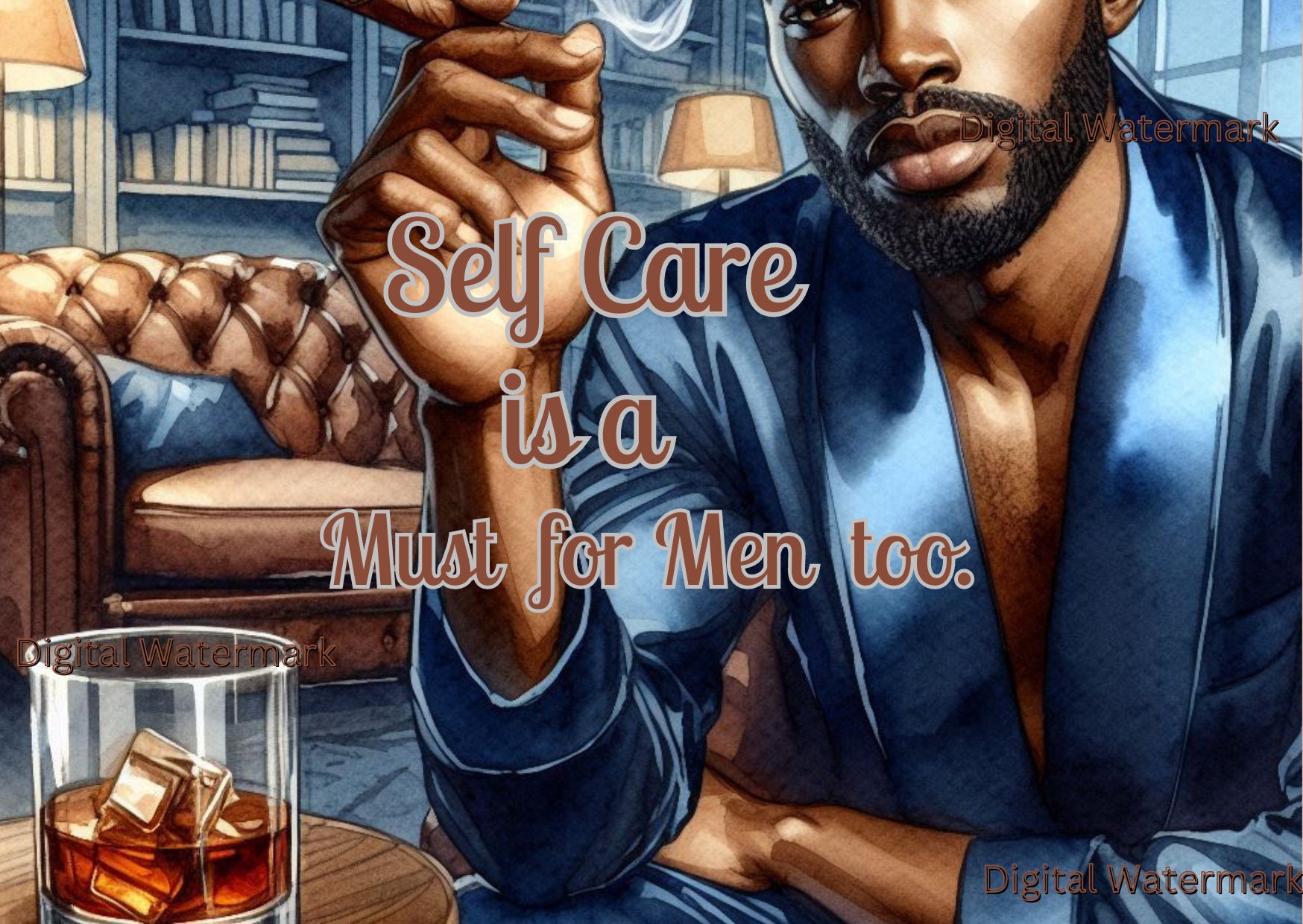 Black Men Self Care Clipart, Watercolor Clipart, Self Care Clipart ...