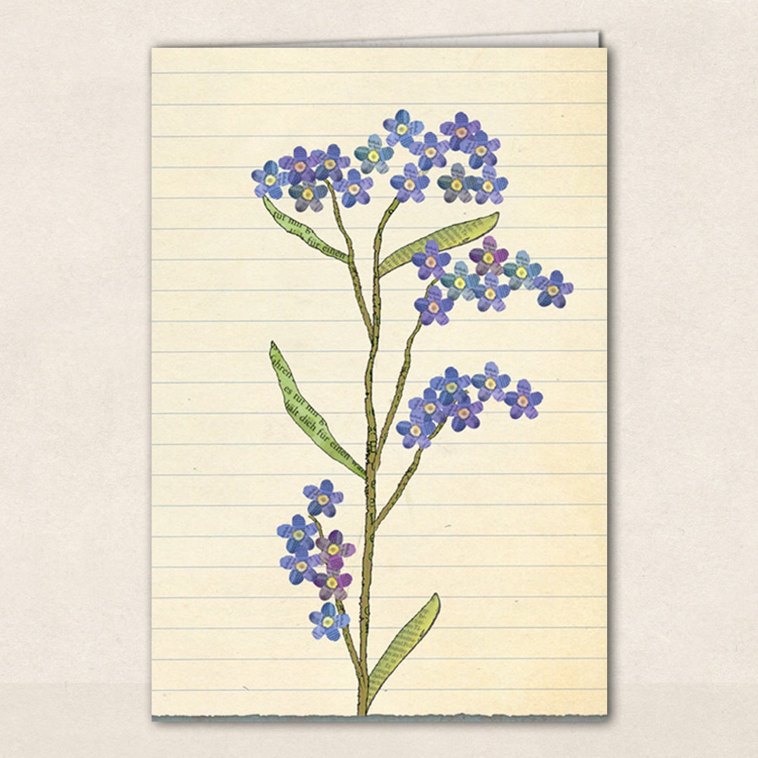 Folding Card With Forget-me-not Flower - Etsy