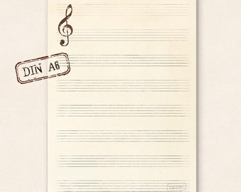 Minimalist Music Note Printable Letter Writing Paper, 8.5x11, Lined ...