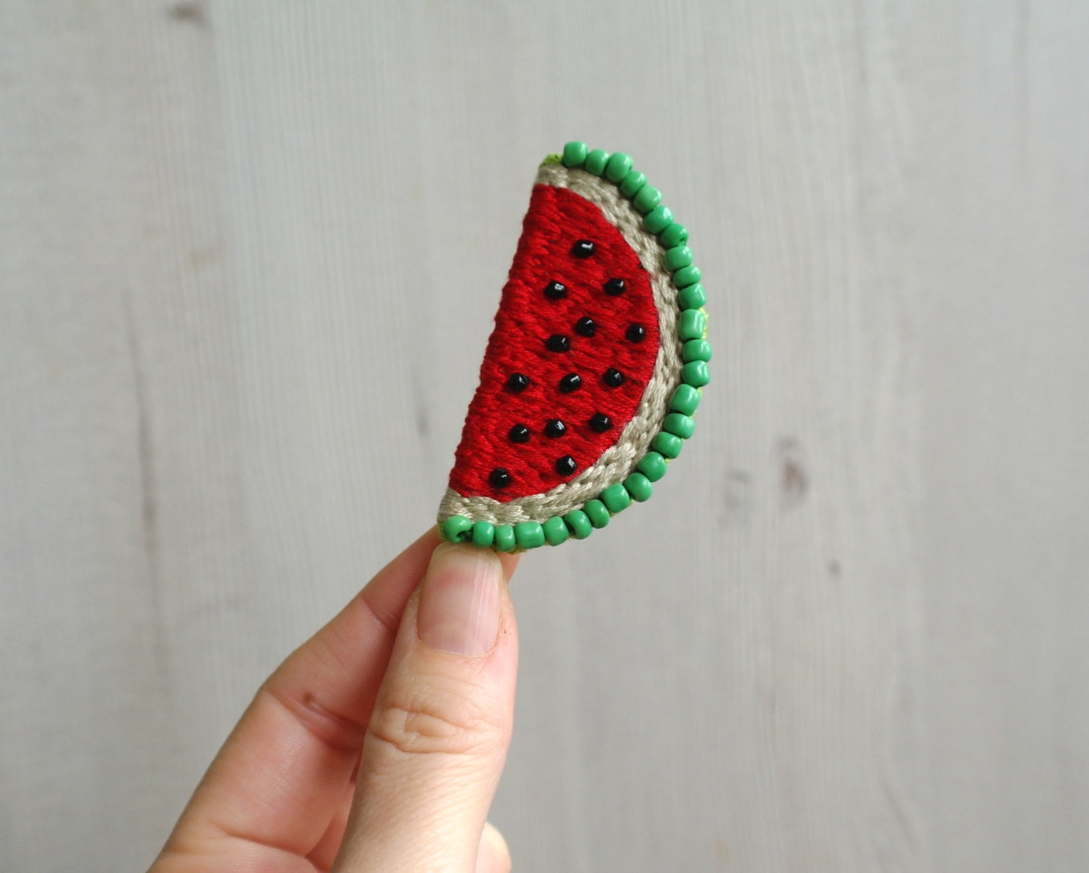 Embroidered watermelon brooch embroidery pin fruit brooch | Etsy
