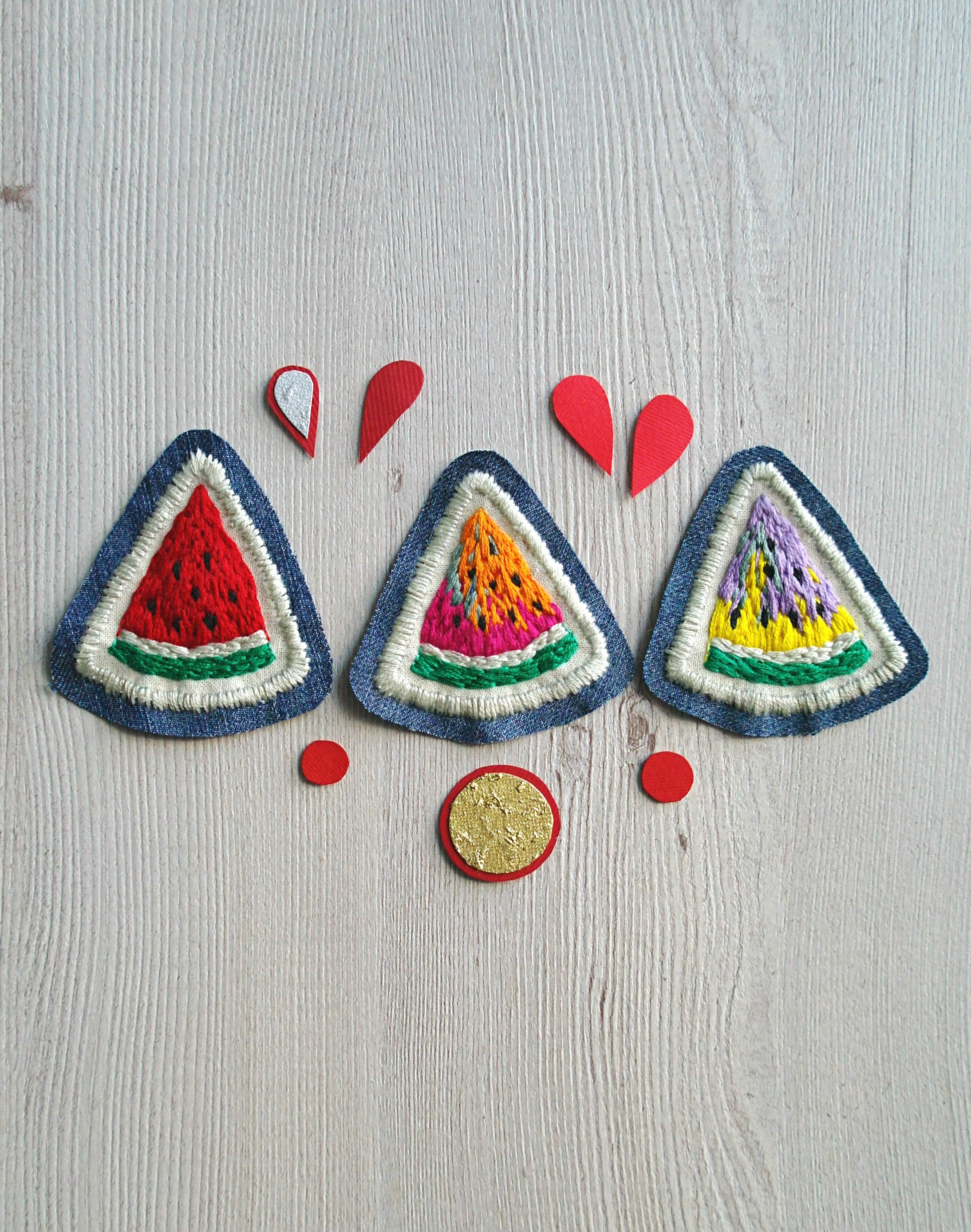 Watermelon Patch Embroidered Patches Indie Patches - Etsy