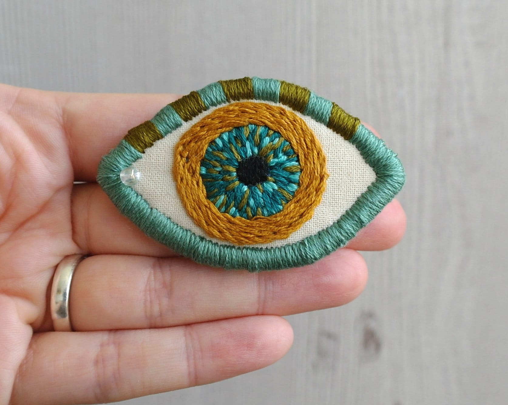 Embroidery eye pin eye brooch embroidered pin stitched | Etsy