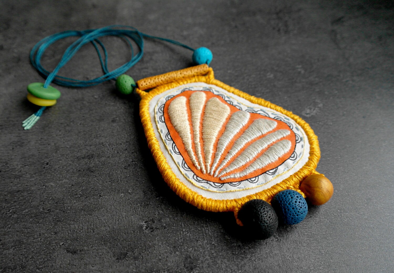 Contemporary Embroidery Necklace Embroidered Pendant - Etsy