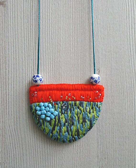 Contemporary Embroidery Jewelry Collar Necklace Beaded | Etsy