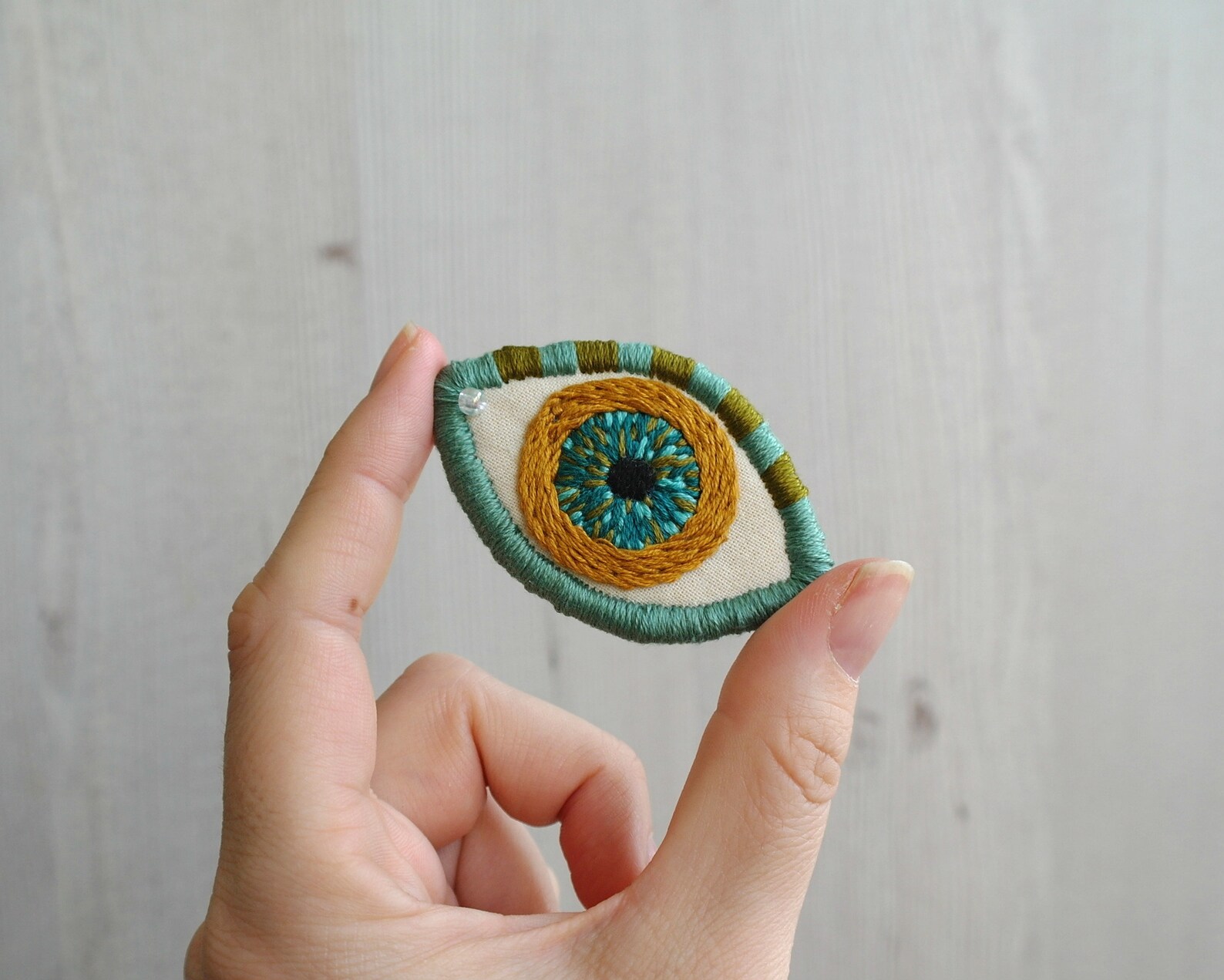 Embroidery eye pin eye brooch embroidered pin stitched | Etsy