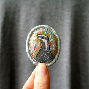 A Badger Brooch, Animal Jewelry, Woodland Animals, Animal Pins, Painted ...