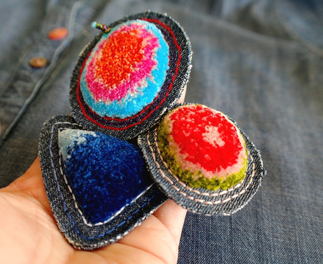Punch Needle Brooch Fabric Art Pins Contemporary Brooches - Etsy