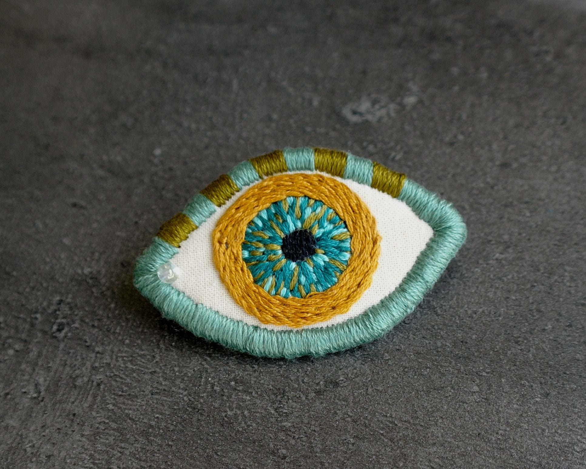 Embroidery eye pin eye brooch embroidered pin stitched | Etsy