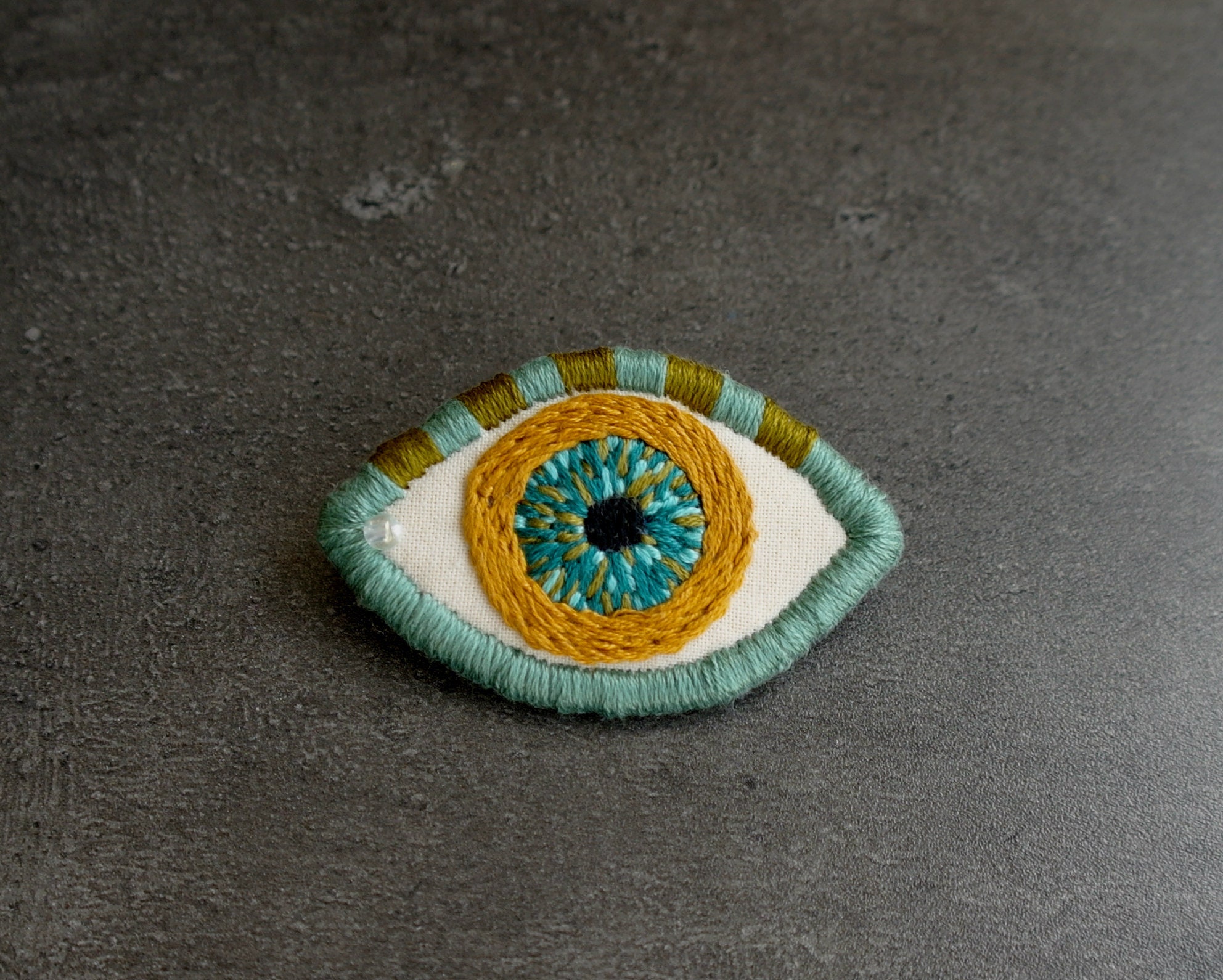 Embroidery eye pin eye brooch embroidered pin stitched | Etsy