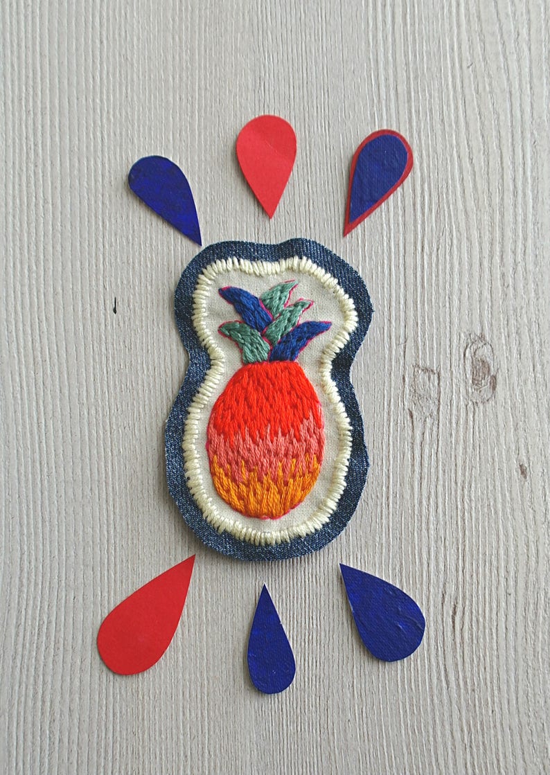 Fruit Patch Embroidered Patch Embroidery Applique Pineapple | Etsy