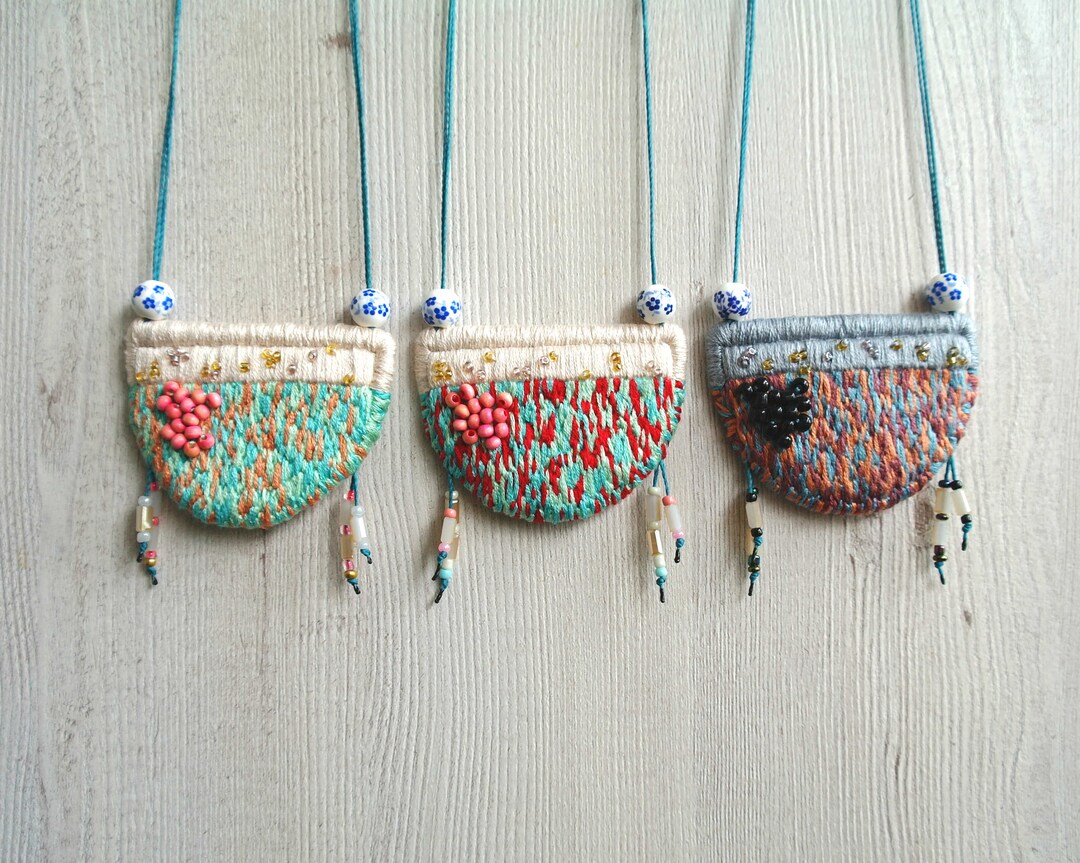 Embroidery Necklaces Embroidery Jewelry Short Necklace - Etsy