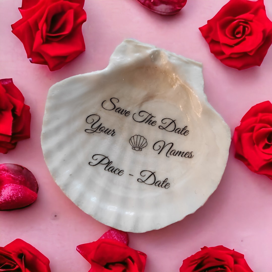 Personalized Save the Date Beach Wedding Invitation Shell Wedding Favor ...
