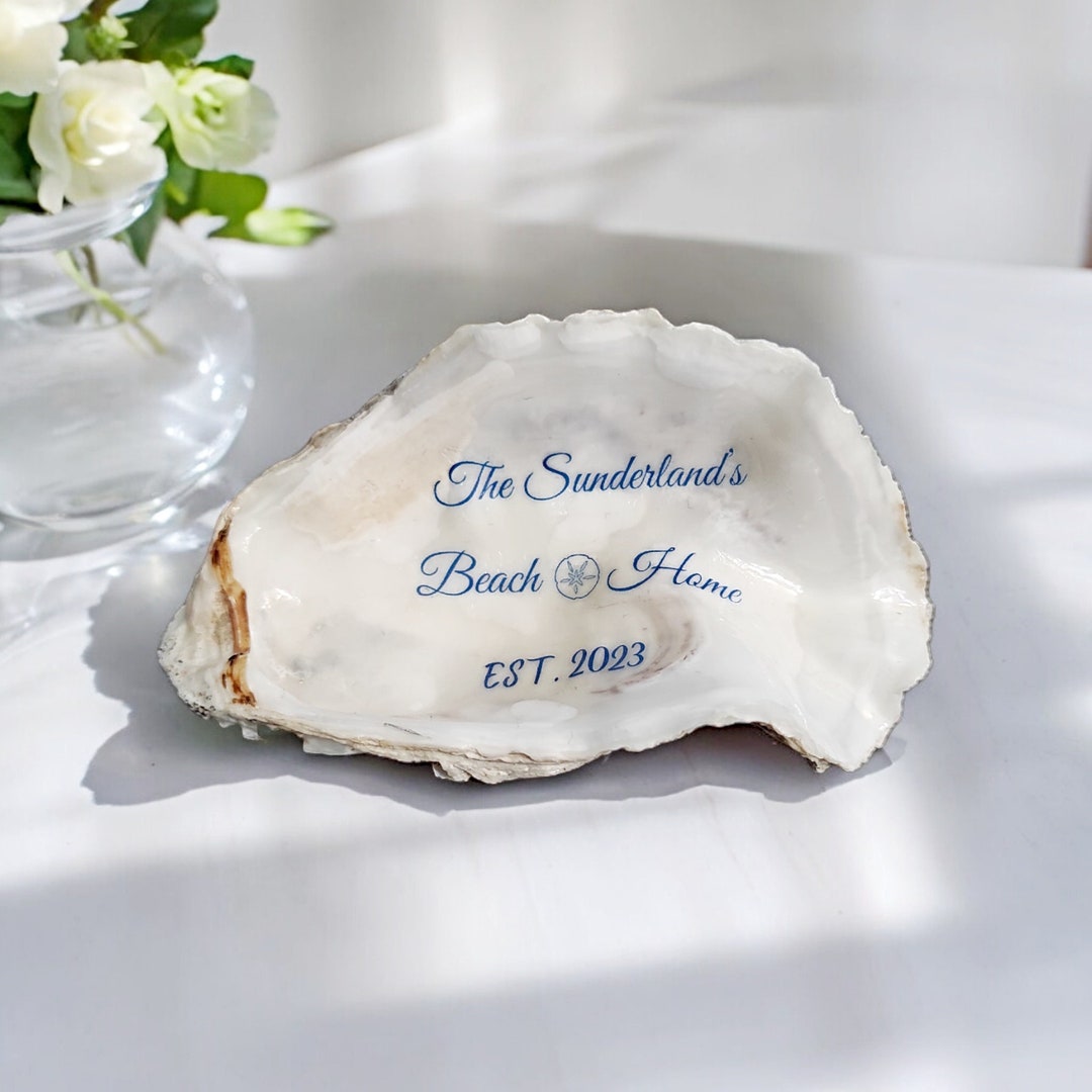Cabana Beach Decor Oyster Shell Dish Personalized Family Name Sign ...