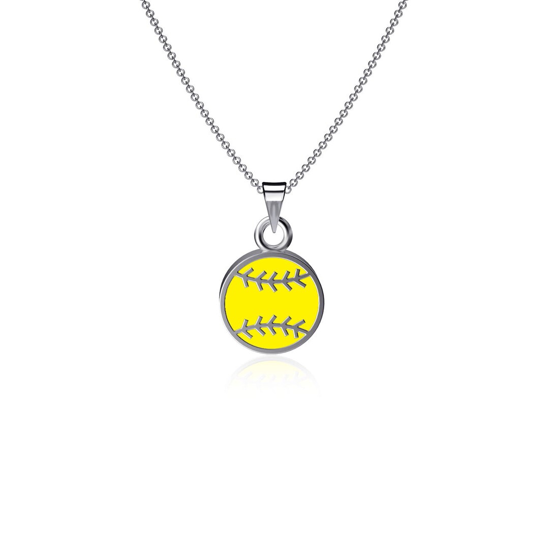 Softball Pendant Necklace - Enamel - Etsy
