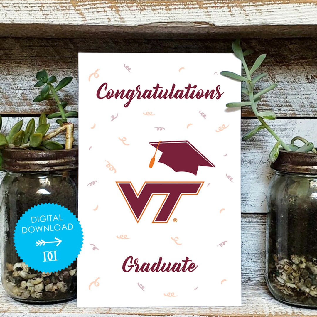 Virginia Tech Grad Card Digital Download OFFICIALLY LICENSED Collegiate ...