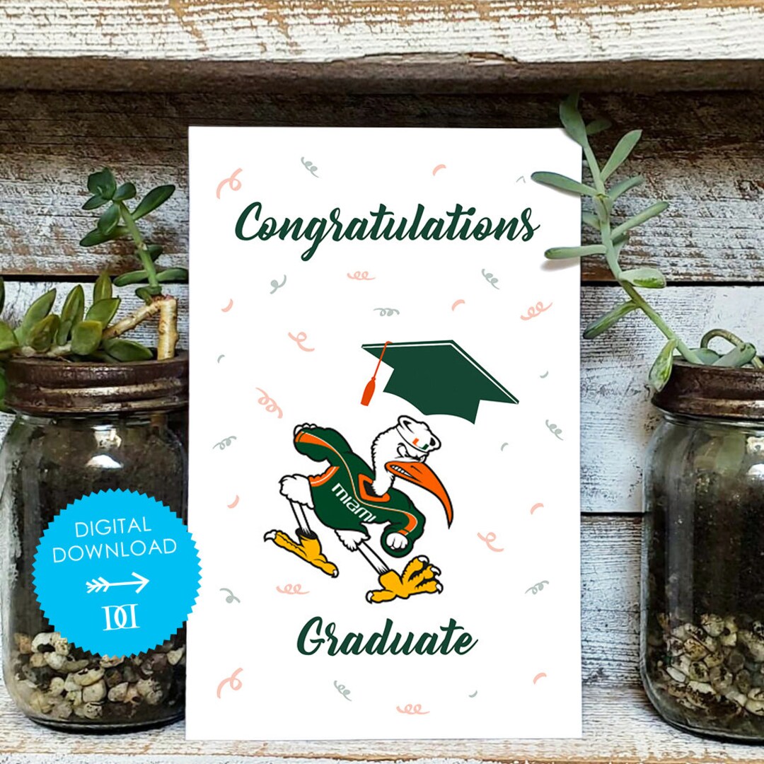 University of Miami Grad Card Digital Download OFFICIALLY LICENSED ...
