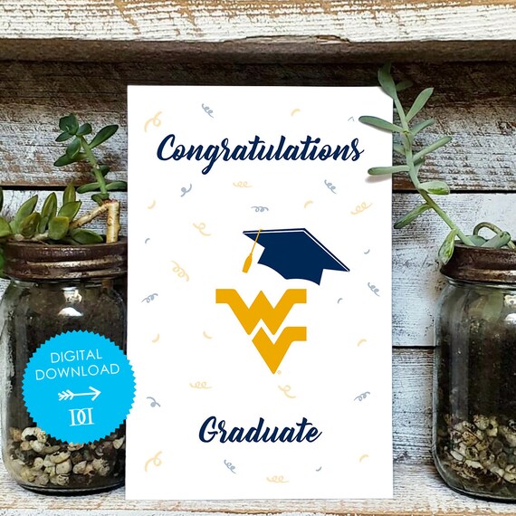 West Virginia University Grad Card Digital Download | Etsy
