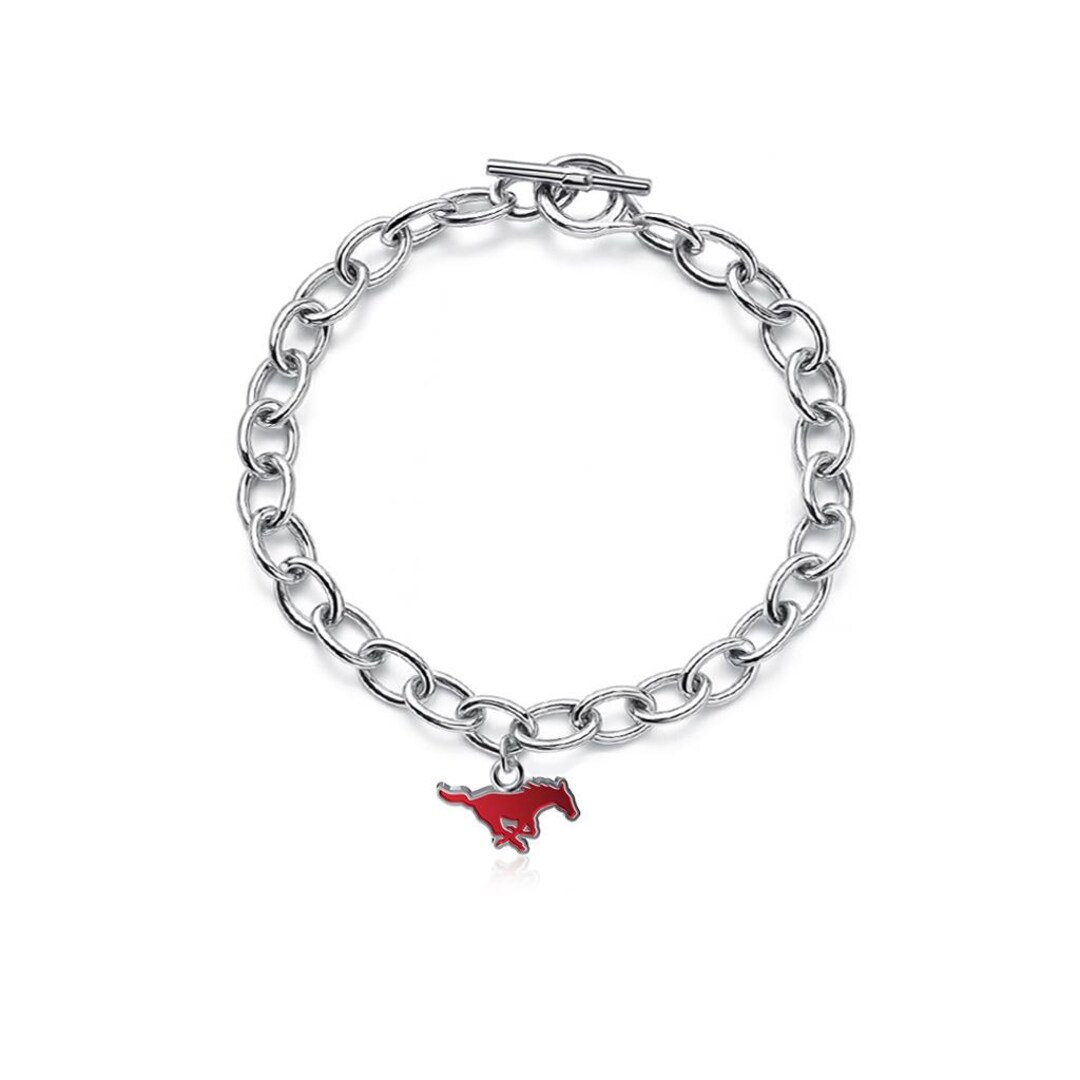 Southern Methodist Mustangs Link Bracelet - Enamel - OFFICIALLY ...