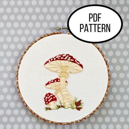 Hand Embroidery Pattern Mushroom Simple Embroidery PDF - Etsy