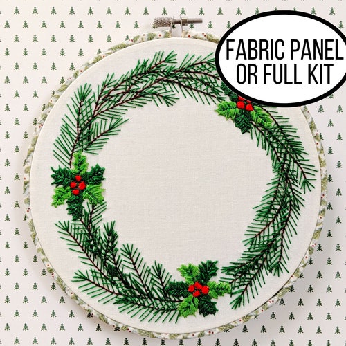 Hand Embroidery PDF Pattern Happy Holly-day Wreath Digital - Etsy