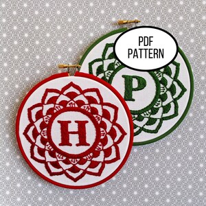 Hand Embroidery PDF Pattern. Mandala Monogram Design Digital Download ...