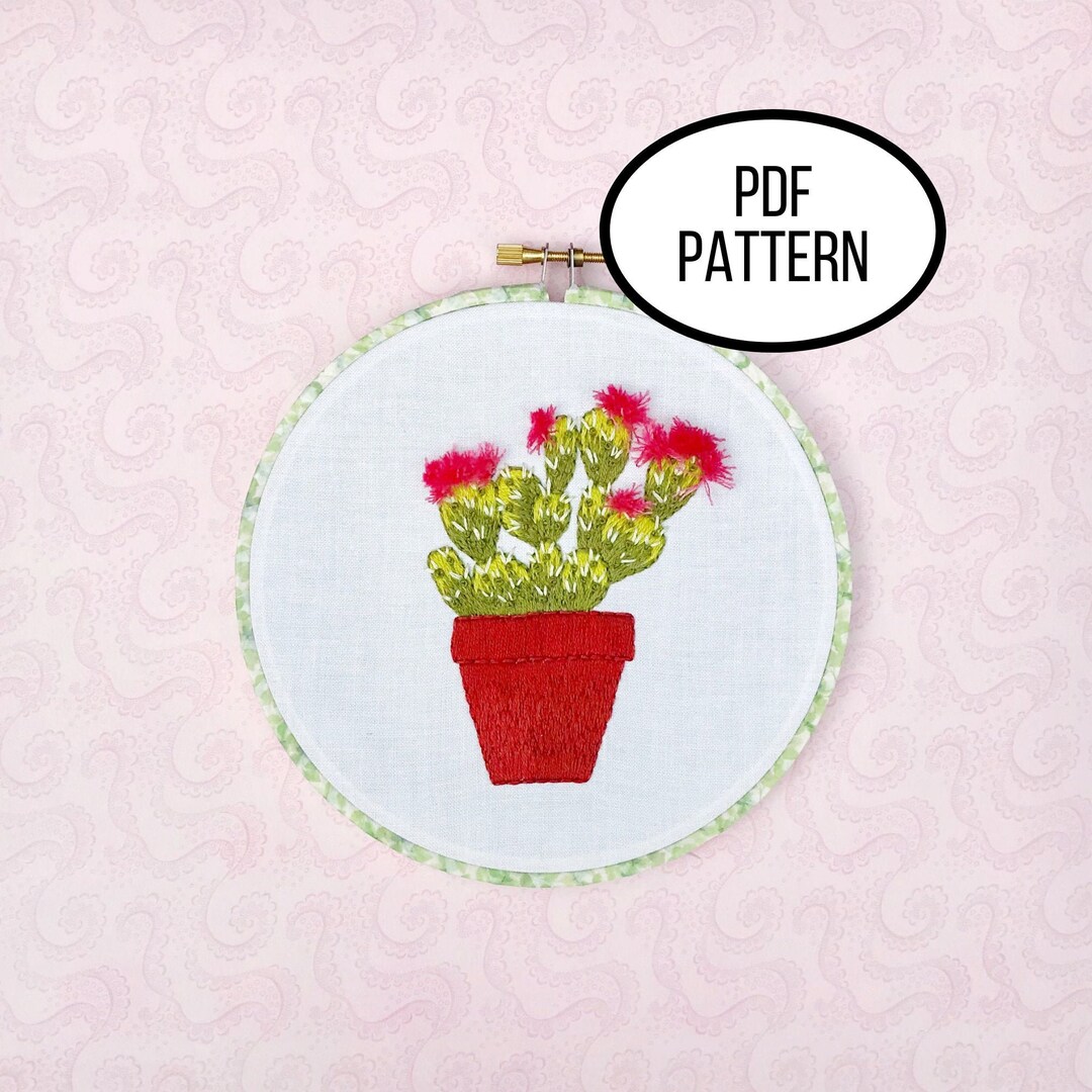 Hand Embroidery PDF Pattern. Stick Together Cactus Design Digital ...