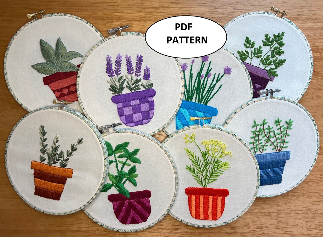 Herb Garden Hand Embroidery PDF Pattern. Digital Download. 8 Simple ...