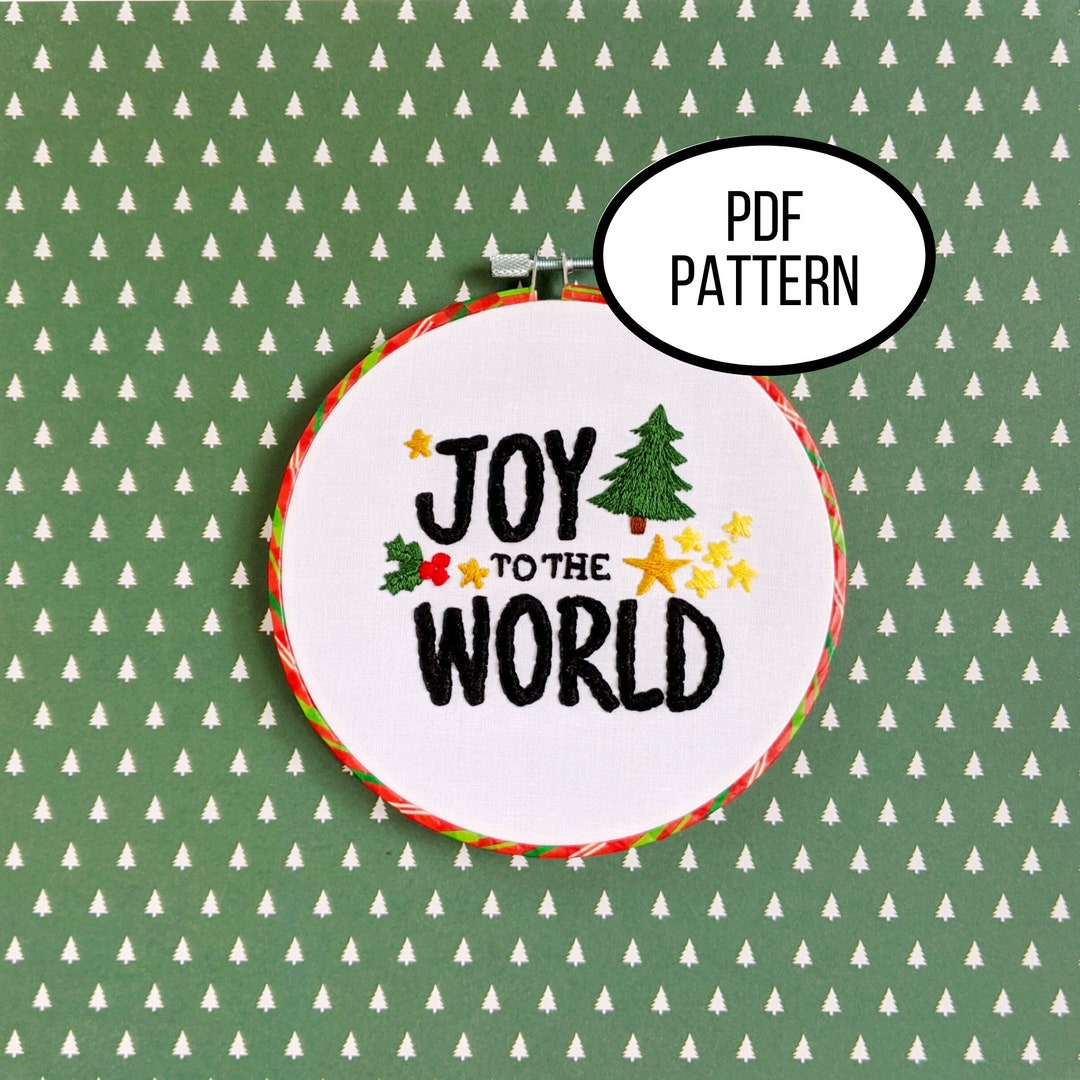 Hand Embroidery PDF Pattern. Joy to the World Design Digital Download ...