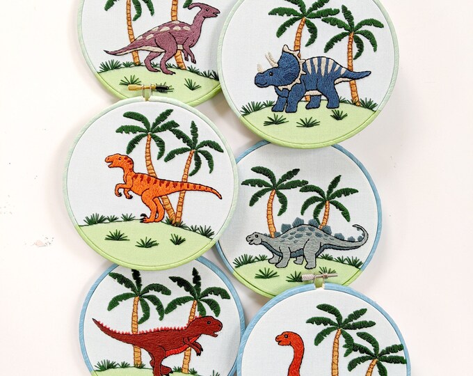 Hand Embroidery PDF Pattern. Dinosaurs Design Digital Download. Simple ...