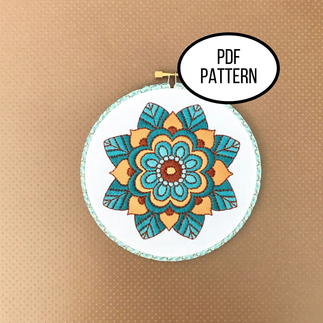 Hand Embroidery PDF Pattern. Good as Gold Floral Mandala Design Digital ...