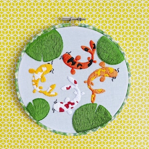 Hand Embroidery PDF Pattern, Koi Pond Design Digital Download, Easy ...
