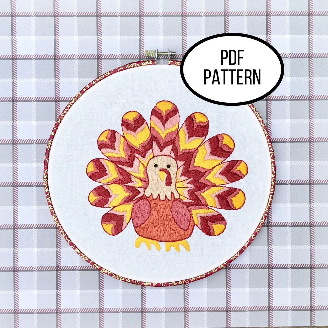 Hand Embroidery PDF Pattern. Gobble Gobble Turkey Digital Download ...