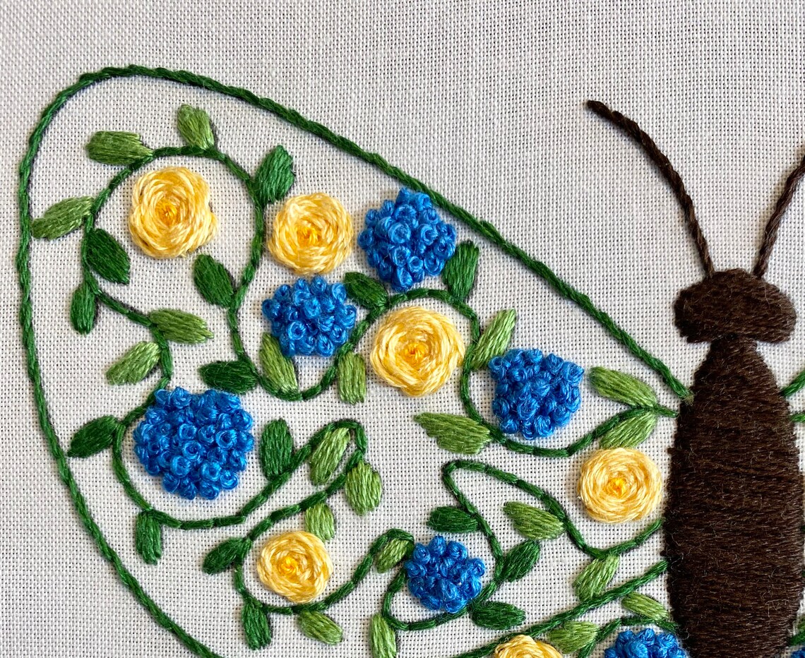 Hand Embroidery PDF Pattern. Butterfly Blooms Digital Download ...