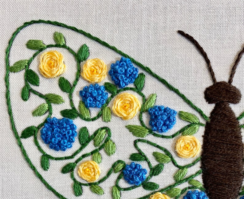 Hand Embroidery PDF Pattern. Butterfly Blooms Digital Download ...