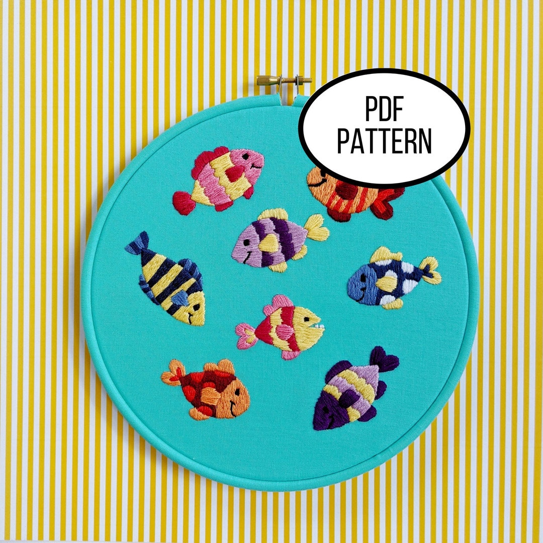 Hand Embroidery PDF Pattern. Fish Friends Design Digital Download ...